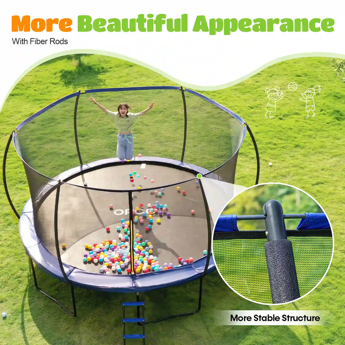 ORCC In-net Trampoline with Curved Poles